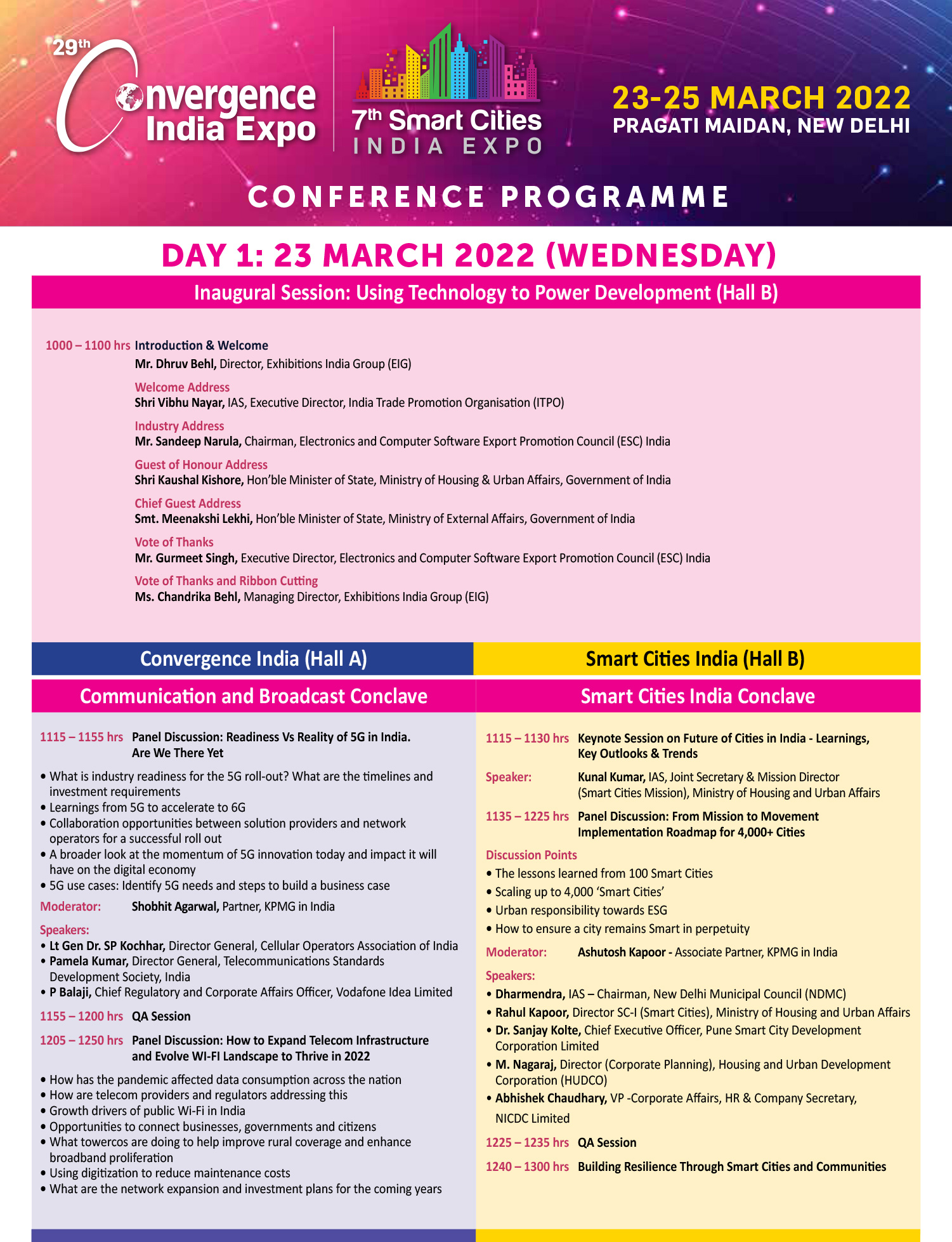 Conference Programme - Convergence India expo