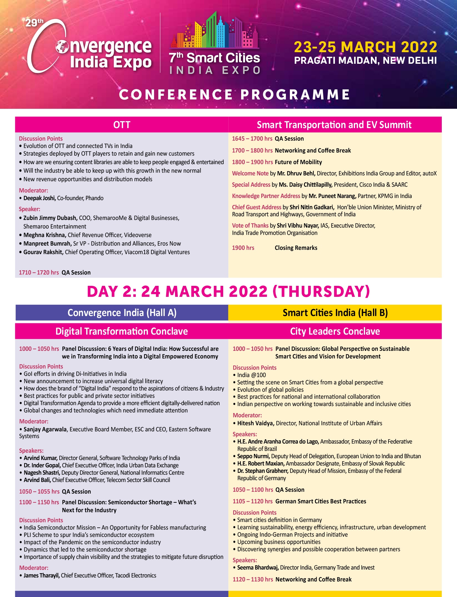 Conference Programme - Convergence India expo